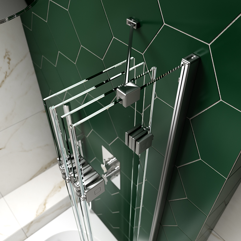 Kudos Inspire 4 Panel Compact Bath Screen Right Hand Chrome